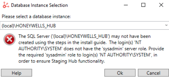 SmartSystems - "User does not have sysadmin server role" during install