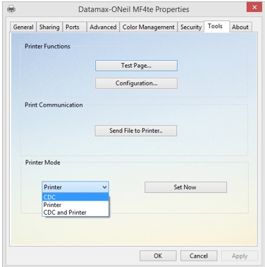 How to change the Printer Mode: Printer (USB) to CDC (Virtual COM)