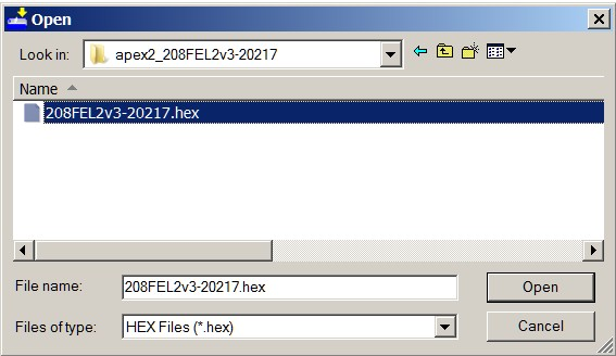 How to load the firmware on the Apex 2 using Cassini Configuration Utility