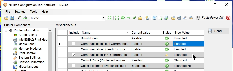 RP / RL - Printer is changing to Continuous after printing from the PC