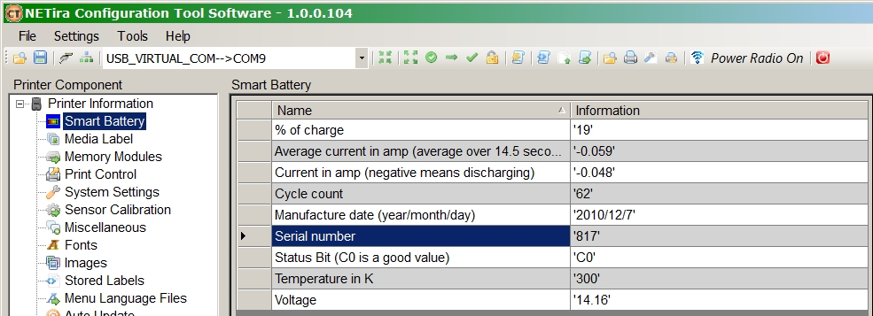 RP / RLe - How to get battery details using NETira CT