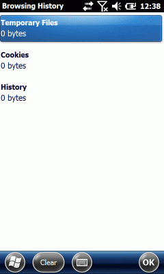 How to clear Internet Explorer Mobile cached cookies, history, temp files?