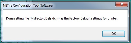 User defined Default Settings upon Factory Reset in NETira