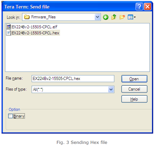 Procedure for APEX4 and Apex3 (USB version) Firmware Upload via TeraTerm