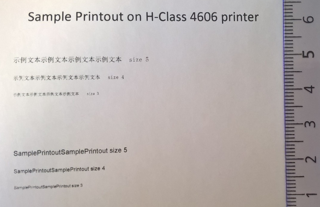 Sample printout in 600 dpi