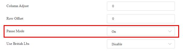 How to disable/enable pause mode in DPL on a Fiji printer