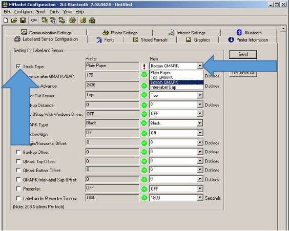 LP3: Black Mark label sensor settings
