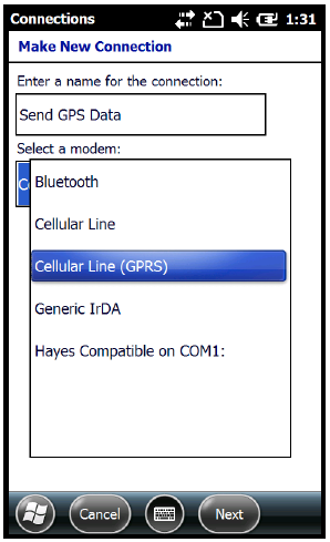 How to set the network connection from a SIM card on a Dolphin 60s