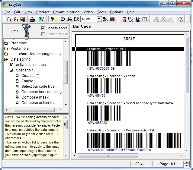 How to concatenate several barcodes when creating a Data Format on EasySet?