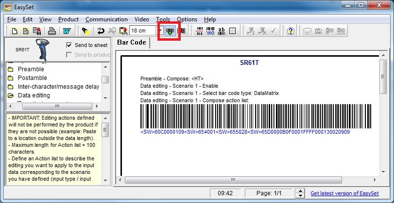 How to concatenate several barcodes when creating a Data Format on EasySet?