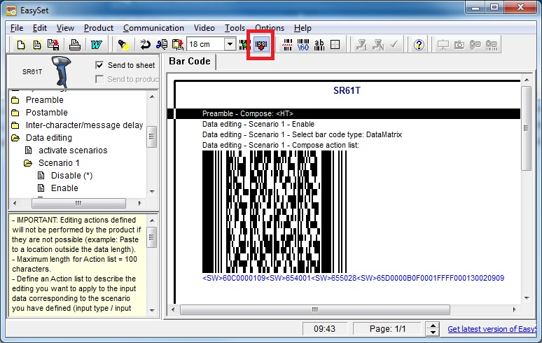 How to concatenate several barcodes when creating a Data Format on EasySet?