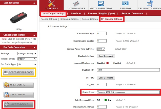 Voyager 1602g: How to assign a different name to scanner using EZConfig Scanning?