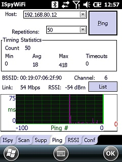 How to perform a basic ping test with ISpyWifi?