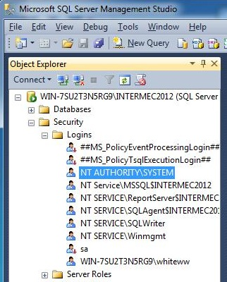 A new install of SmartSystems with SQL 2012 shows a blank console