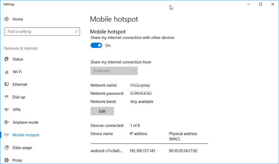 Turn a Windows 10 device into a mobile hotspot
