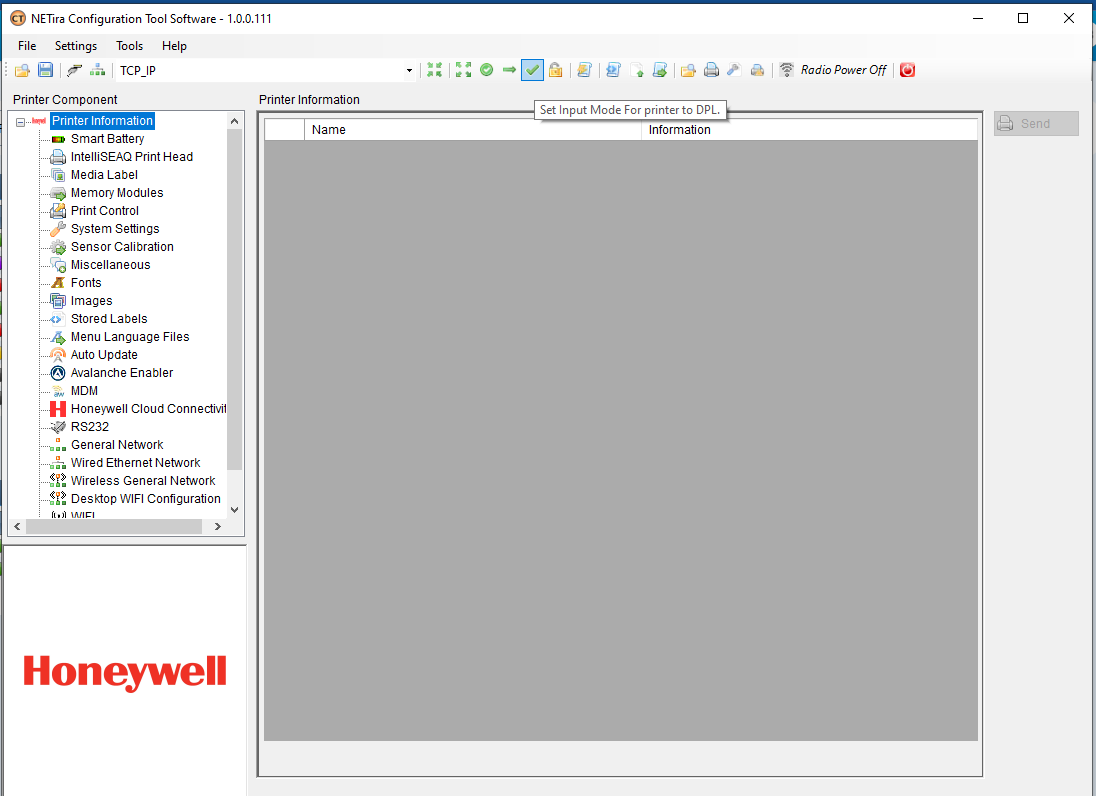 How to set 'input Mode' for the Datamax RL portable printer using NETira_CT.