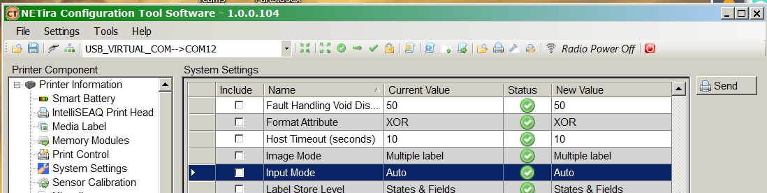 How to set the printer's 'Input Mode' for Emulation, using NETira CT