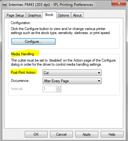 How can I control IPL printer with a installed Cutter to cut after ...