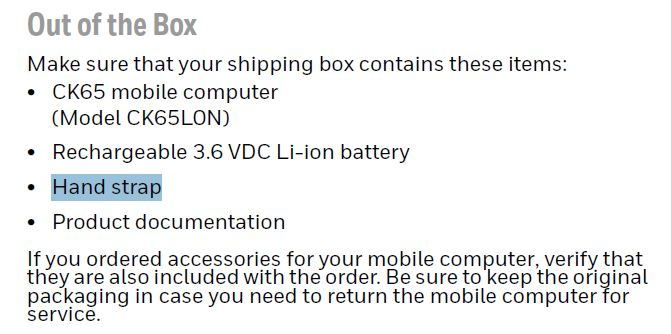 Is the CK65 hand strap included out of the box?