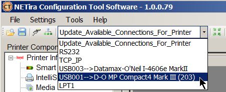 Which software is used to configure the MP Compact 4 Mark III printer?