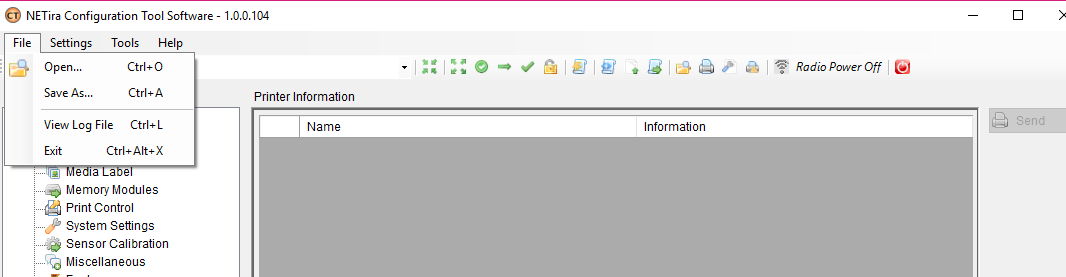 How to save, open and send a configuration file via NETira CT?