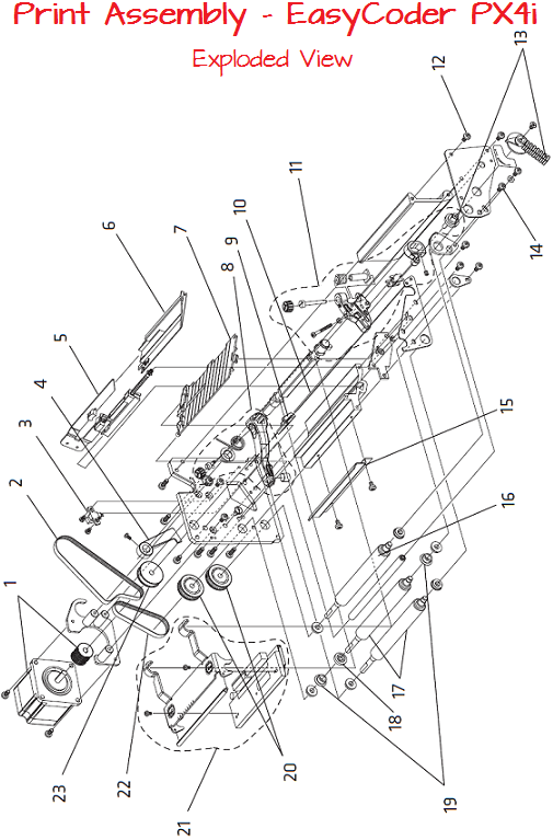 Part Numbers included in the 'Print Assembly' for the EasyCoder PX4i ...