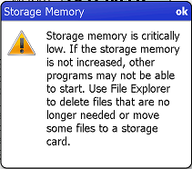 Intermec Mobile Computers getting "Storage memory is critically low ...