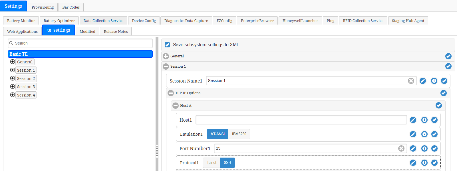 How to change BasicTE protocol to SSH?