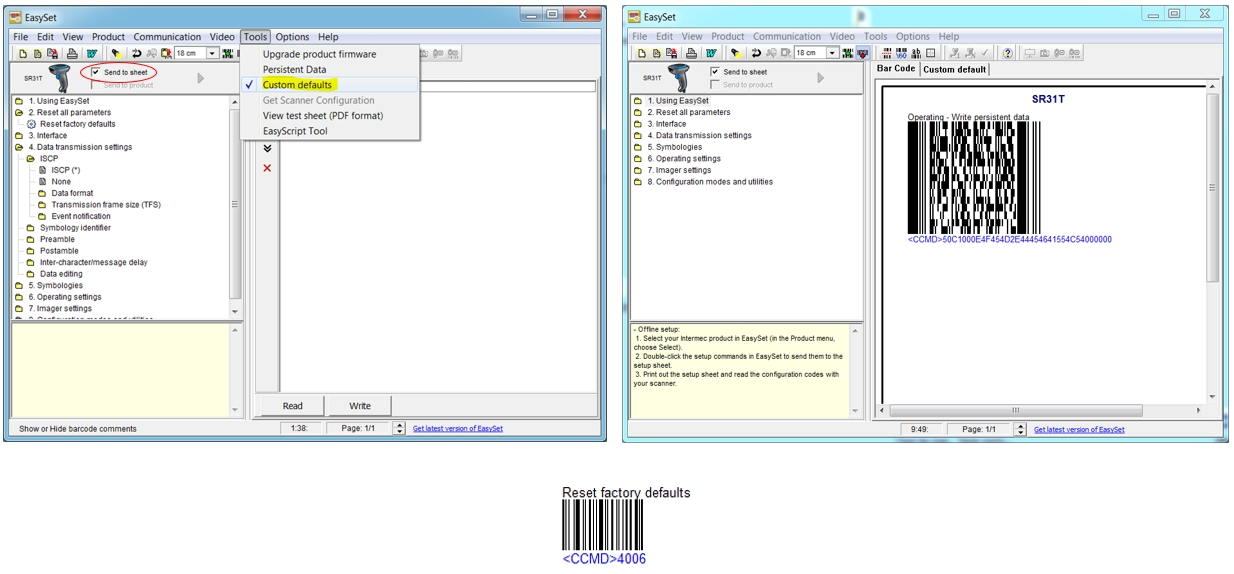 How to remove custom defaults from a scanner using EasySet