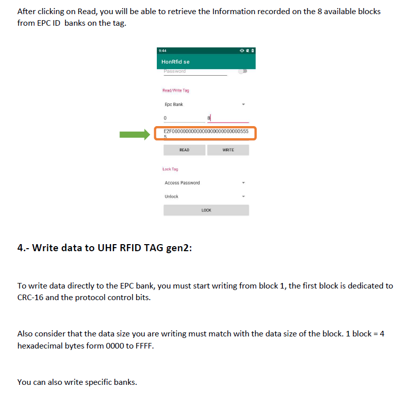 How to read and write data on a RFID tag with RFID_SDK_2.9