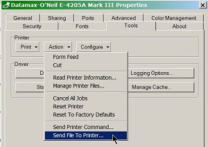 E Class Mark III - New printer will not print the barcode label from Meditech