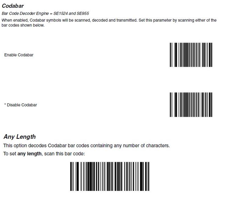 How to enable Codabar on the SE-955 and SE-1524 internal scanners.