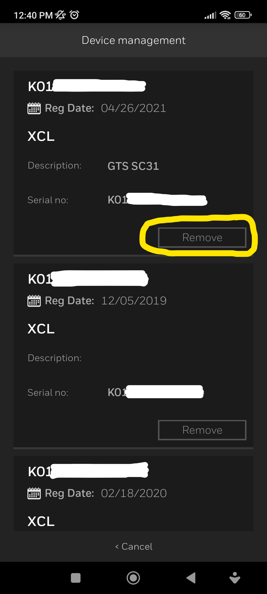 How to unregister an XCL from the Sensepoint App?